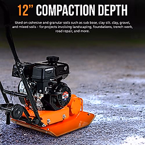 SuperHandy Plate Compactor Rammer 7 HP Gas Engine 4200-Pounds of Compaction Force Rammer Jumping Jack Tamper 20 × 15 Inch Plate for Paving Landscapes Sidewalks Patios EPA/CARB Compliant