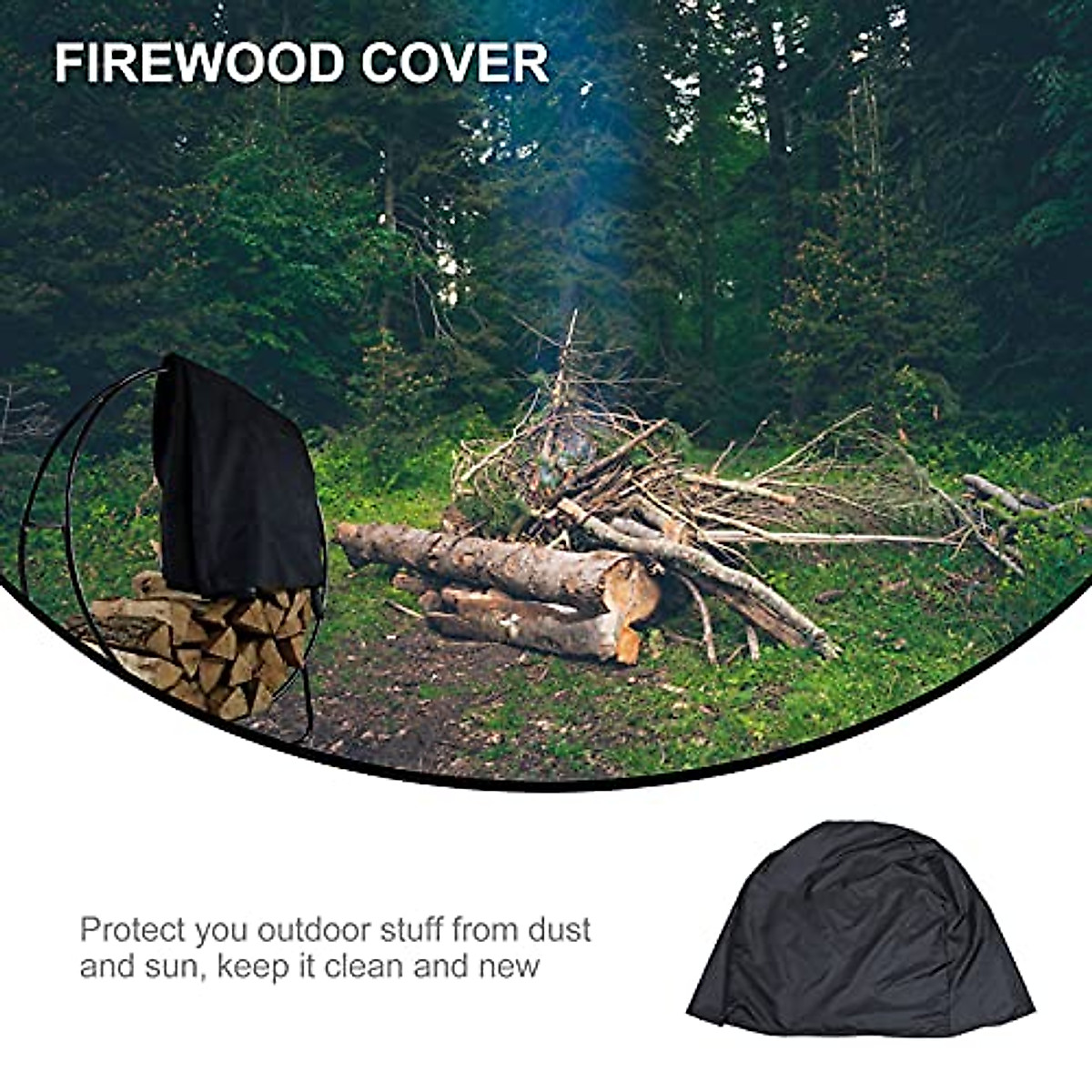 GAFOKI Outdoor Grills 1pc for Use Heavy Wood Grill Garden Patio Outdoor Polyester and Hoop Tarp Burner Indoor Black Holder Practical Log Cover Storage Yard Round Portable - Duty Gas Grill