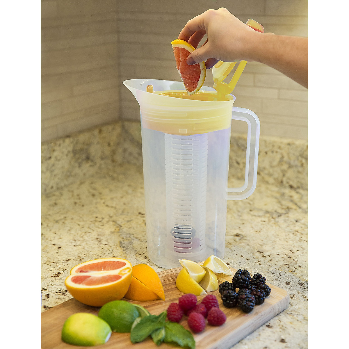 Primula Today Shake and Infuse Pitcher – Spacious and Innovative Infusion Chamber – 100% BPA, PVC, Phthalate, and – 3 Quarts – Yellow
