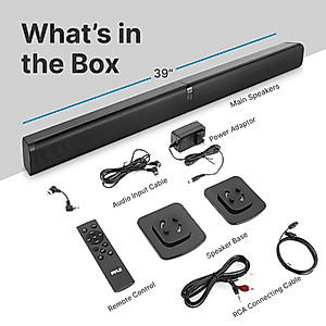 Pyle Home Convertible Soundbar with Bluetooth - 2 Ch 39" Soundbar Stereo Speaker for TV, Detachable, Wall Mountable, Class D Stereo Power Digital Amplifier, Optical, AUX, USB/TF Card Input - PHSPTW60