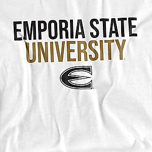Emporia State University Official Stacked Unisex Adult T-Shirt, White, Large