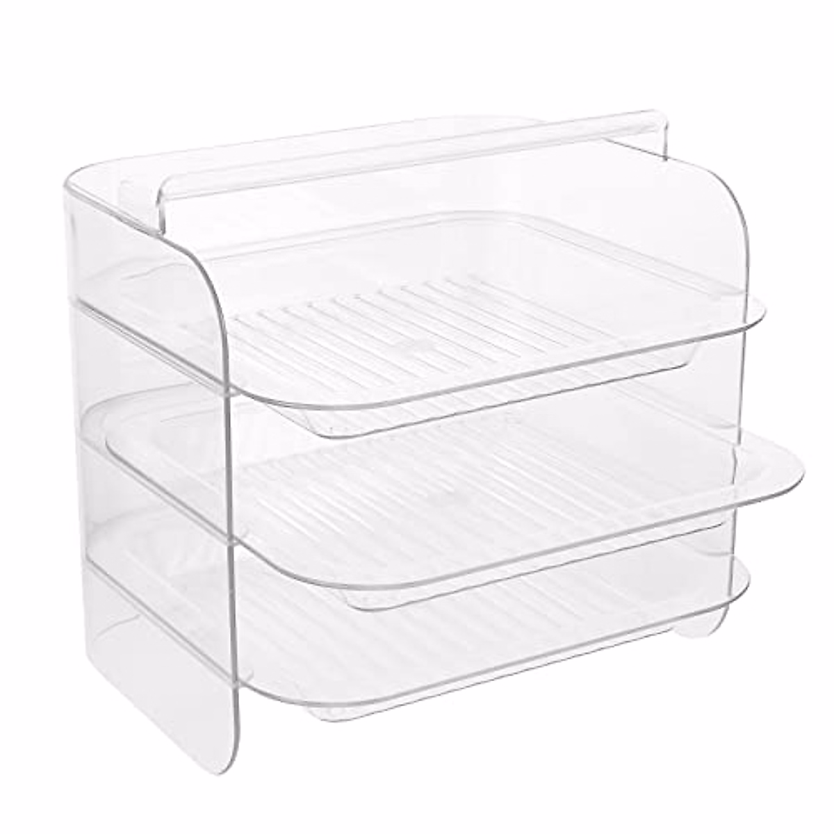 IMIKEYA Cupcake Holder Serving Trays: Kitchen Preparation Trays Stackable Food Prep Rack Organizer with Pull Out Drawers 3 Tier Meal Prep Containers White Cupcake Stand