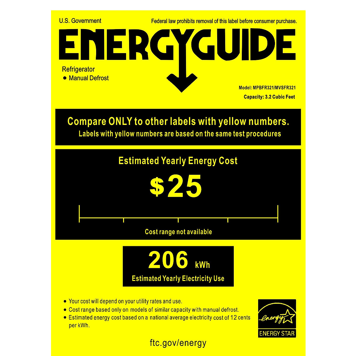 1256 Compact Refrigerator 3.2 Cu.Ft, 2-Door Mini Fridge With Freezer, Energy Saving, LED Inside, Low Noise, Upright Fridge Suitable For Apartment, Office Or Dorm-MVSFD321