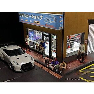 Diorama 1/64 Car Garage Model City Backdrop Car Parking Lot LED Lighting Scenery Model Toy