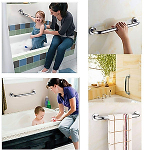 2 Pack 12 Inch Anti Slip Shower Grab Bar Handle, ZUEXT Chrome Stainless Steel Bathroom Grab Bar, Knurled Bathroom Balance Bar,Safety Hand Rail Support,Handicap Elderly Injury Senior Assist Bath Handle