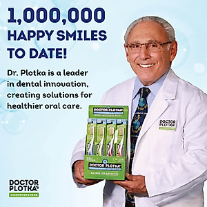 MOUTHWATCHERS Dr Plotkas Extra Soft Flossing Toothbrushes and Whitening Toothpaste Manual Soft Toothbrushes for Adults | Natural Toothpaste | Pack of 2 Toothbrushes and 1 Toothpaste, Colors May Vary