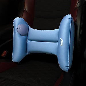 FLMAIPU Inflatable Travel Pillow, Lumbar Support Air Pillow for Traveling Airplanes/Cars/Buses/Trains/Office (Blue Reef)