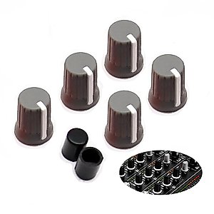 WXYINSPAS 5pcs Universal EQ Rotary Knob Replacement Equalizer Potentiometer Fader Knobs Push Rod Cap for DJ Controller Mixer Console Pioneer DJM、DDJ、XDJ, Denon Numark AKAI RANE VESTAX (Grey Hats)