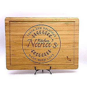 Personalized Cutting Board for Mom or Grandma, Custom Engraved Kitchen Gift, Customized Mom and Grandma Gift from Daughter or Son, Kitchen Sign with Stand, 12 Designs and 3 Sizes