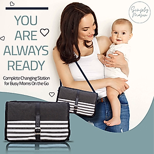 Travel Changing Pad, Diaper Clutch Bag, Portable Diaper Changing Pad w/Adjustable Shoulder Strap & Wipes Holder, Small Diaper Bag w/Large Mat for Toddler, Baby Changing Pad Portable