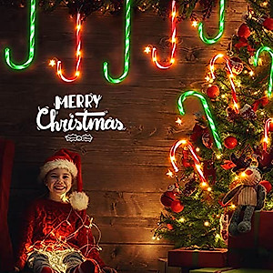 22" Christmas Candy Cane Pathway Markers Lights, Outdoor Christmas Decorations for Yard Patio Garden Walkway, Candy Cane Christmas Decor with Stake, 8 Pack, 4 Red & 4 Green