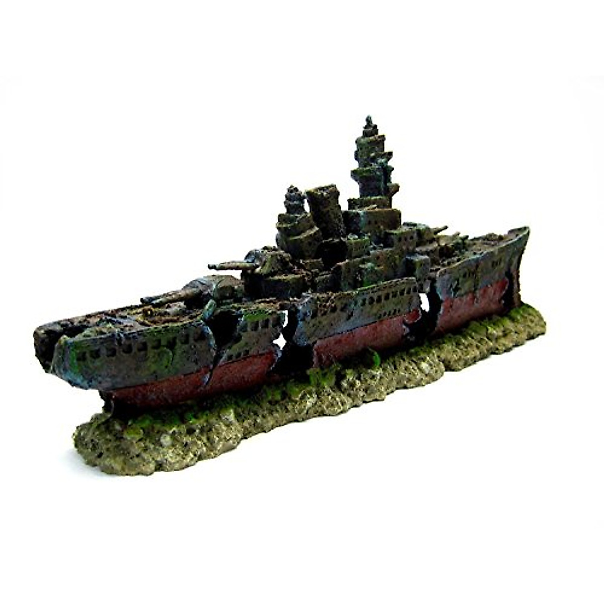 CORISRX BEST OF YOUR LIFESTYLE Dr. Moss Warship Cave Aquarium Ornament L 49cm - Navy Battleship Ship Decor Shipwreck PET