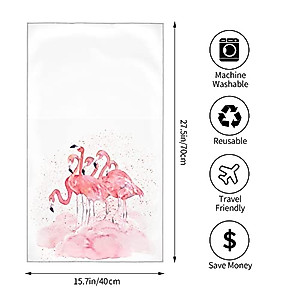 Watercolor Pink Flamingos Painting Splash Soft Absorbent Guest Hand Towels Multipurpose for Bathroom, Gym, Hotel and Spa (27.5 x16 Inches)