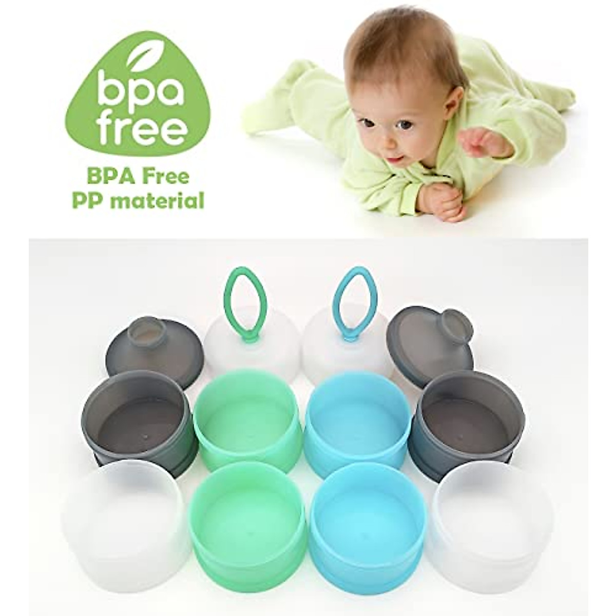 LADISO Baby Formula Dispenser, Formula Container, Portable Milk Powder Dispenser Container, Baby Feeding Travel Storage Container, Non-Spill Stackable Baby Snack Storage Container, BPA Free, 2 Packs