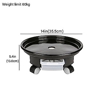 RUDINO Planter Caddy,Plant Roller Base,Plant Caddy With Wheels,Heavy Duty Plant Caddy With Wheels,Round Flower Pot Mover With 4wheels,With Brake Wheel,Suitable For Indoor Planters,Balconies,Courtyards