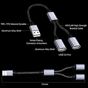 Jasput USB Splitter Cable,1 Male to 2 Female USB Extension Cable Connectors, Multiport USB Extender Hub,Charger & Data Transfer USB Y Splitter for Laptop,Car,Mac,TV,PC,Xbox One Series X/S,HDD,Phone