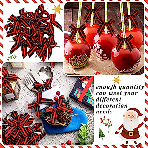 200 Pack Christmas Ribbon Bows Twist Tie Bows Checkered Ribbon 2.56 Inch Fabric Ribbons for Tying up Christmas Tree Gift Wrapping Package Craft Decorations (White, Black)