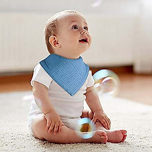 Vabean 36 Pack Muslin Baby Bibs Bulk Cotton Baby Bandana Drool Bibs Adjustable Baby Teething Bibs for Toddler Infant Newborn Unisex Boys Girls, 18 Solid Colors