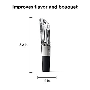 Rabbit Wine Aerator and Pourer, 1.1 x 1.1 x 5.2 inches, Clear/Stainless Steel