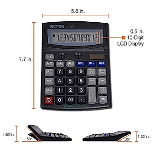 Victor 1190 Desktop Display Calculator, Black, 1" x 5.9" x 7.8"