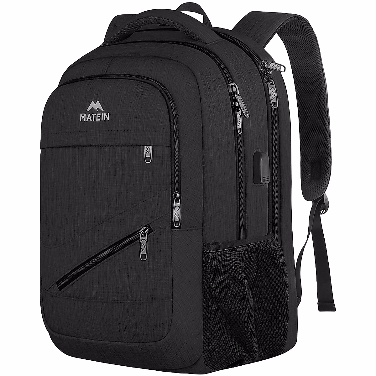 MATEIN 15.6 Inch Backpack for Traveling On Airplane for Women Men, Professional Business Laptop Backpack with Multiple Organization Pockets Water Resistant Casual Daypack, Black