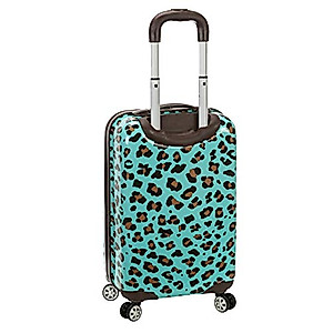 Rockland Safari Hardside Spinner Wheel Luggage, Blue Leopard, Carry-On 20-Inch