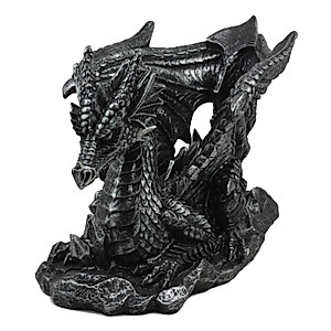 Gothic Faux Stone Old Wise Dragon Blood Centurion Wine Bottle Holder Figurine