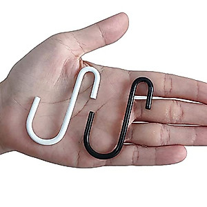 XiangLin Pack of 10 Heavy Duty S Hooks S Shaped Hooks Hanging Hangers Hooks for Kitchen, Bathroom, Bedroom, and Office, for Pan, Pot, Coat, Bag, Plants (3.5x2.4'', White)