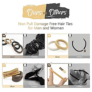 Dreamlover Hair Ties for Women, Girls Hair Ties for Thick Hair, Ponytail Holders, Seamless Hair Ties No Damage, Neutral Color, 50 Pieces