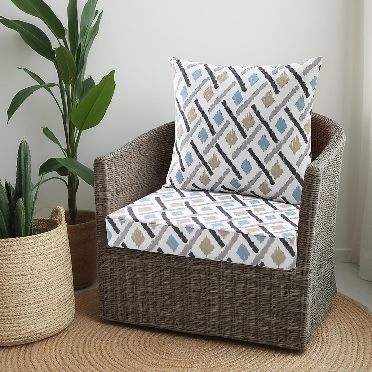 idee-home Outdoor Cushions for Patio Furniture, Outdoor Seat Cushions 24 x 24 with Fade Resistant Waterproof Removable Cover, Deep Seat Replacement Couch Sofa Chair Cushions for Yard Garden