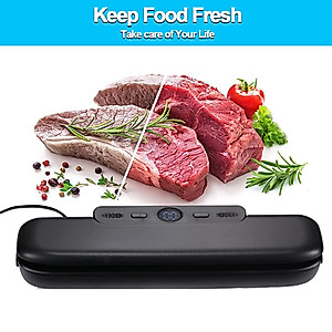 ADPTOYU Food Saver Vacuum Sealer Machine, Automatic LED Indicator Vacuum Sealer Machine with 10Pcs Vacuum Sealer Bags Starter Kit