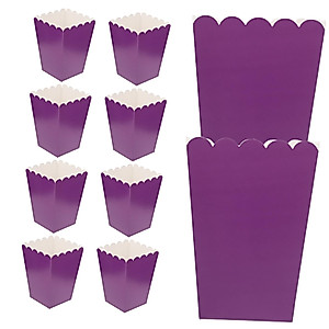 GRIRIW 50pcs Boxes Popcorn Box Kraft Paper Container Popcorn Cups Cardboard Candy Container Snack Containers Snack Candy Popcorn Buckets for Theater Snack Bag Purple 250g White Cardboard