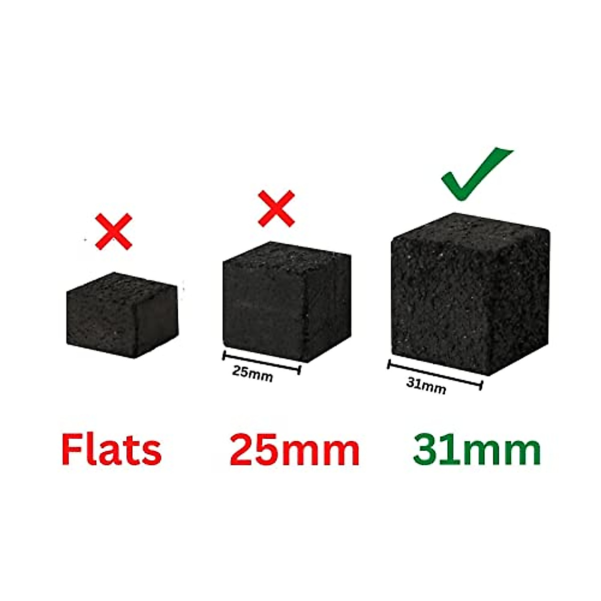 100% Natural Coconut Premium Hookah Shisha Charcoal, 36 XL Cubes, 31x31x31mm, 1Kilo