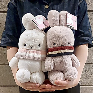 Booto Character Cute Shy Bunny Plush Stuffed Animal Toy Figure Doll, Medium, White