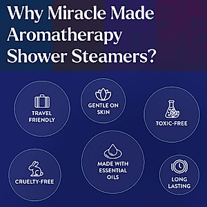 Miracle Made Aromatherapy Shower Steamers - 15 Essential Oil Shower Tablets - Stress Relief Presents for Women & Men - Scented Shower Steamers for Sinus Relief - Mint Sinus Shower Steamers