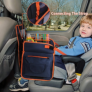 LAVIEVERT Kids Travel Tray, Toddler Car Seat Lap Tray, Eating Snack Tray, Activity Organizer No-Drop Tablet iPad Holder Stand for Stroller, Car, Airplane, Road Trip