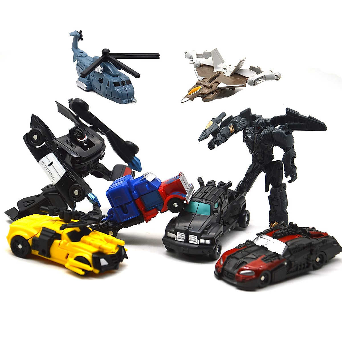 8 Pcs Mini Car Robot Toys, 3.5-inch Small Hero Action Figures, Birthday Favors Toys for Kids Age 5 and up.