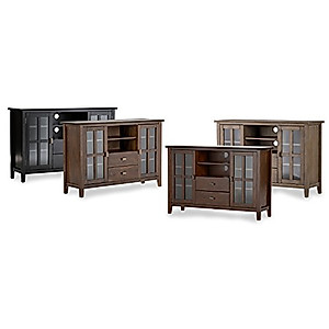 SIMPLIHOME Artisan SOLID WOOD Universal TV Media Stand, 53 inch Wide , Contemporary , Living Room Entertainment Center, Storage Shelves and Cabinets, for Flat Screen TVs up to 60 inches in Black