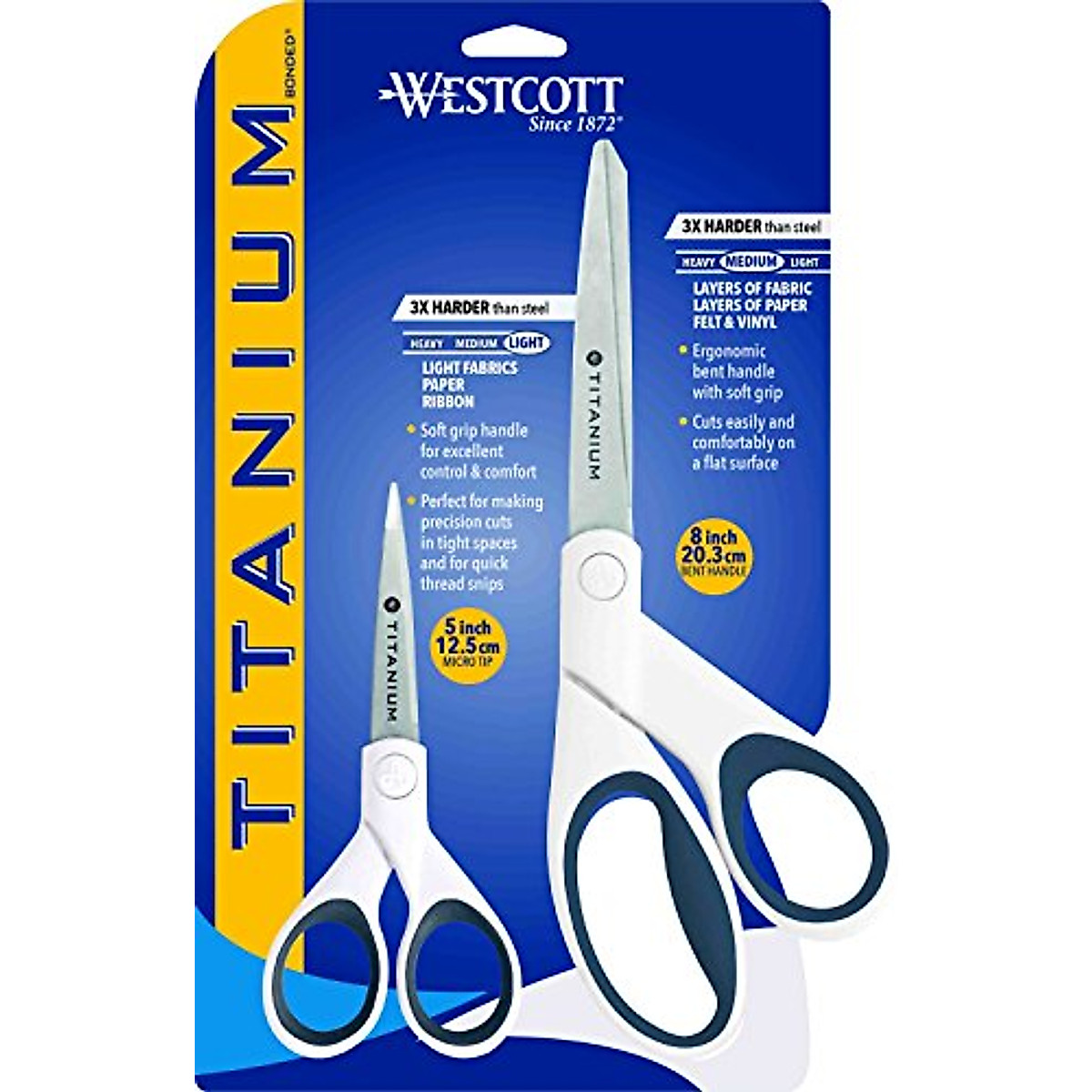 Westcott 8" Bent and 5" Straight Titanium Bonded Craft Scissors, Combo Pack (16378)
