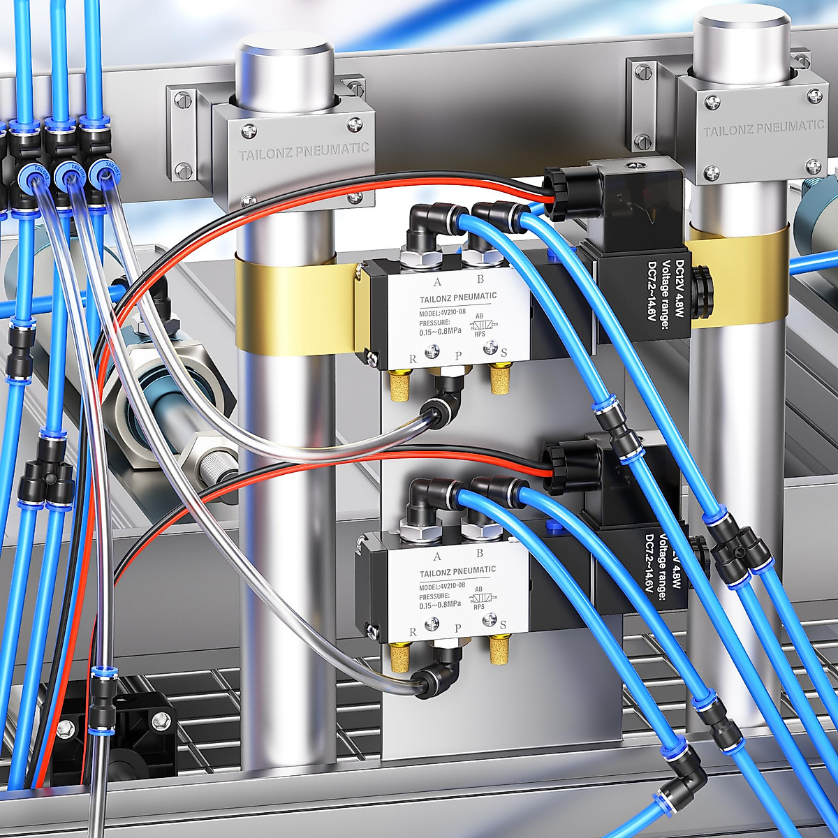 TAILONZ PNEUMATIC 5/16 Inch od Push to Connect Fittings Pneumatic Fittings Kit 10 Spliters+10 Elbows+10 tee+10 Straight(40 pcs)