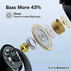 Bluetooth Headphones, Ear Buds Wireless Bluetooth Earbuds with Deep Bass, 45H Playtime, Bluetooth 5.3 Earbuds with LED Display, Built-in Mic, IPX7 Waterproof Over Ear Earphones for Sports Running