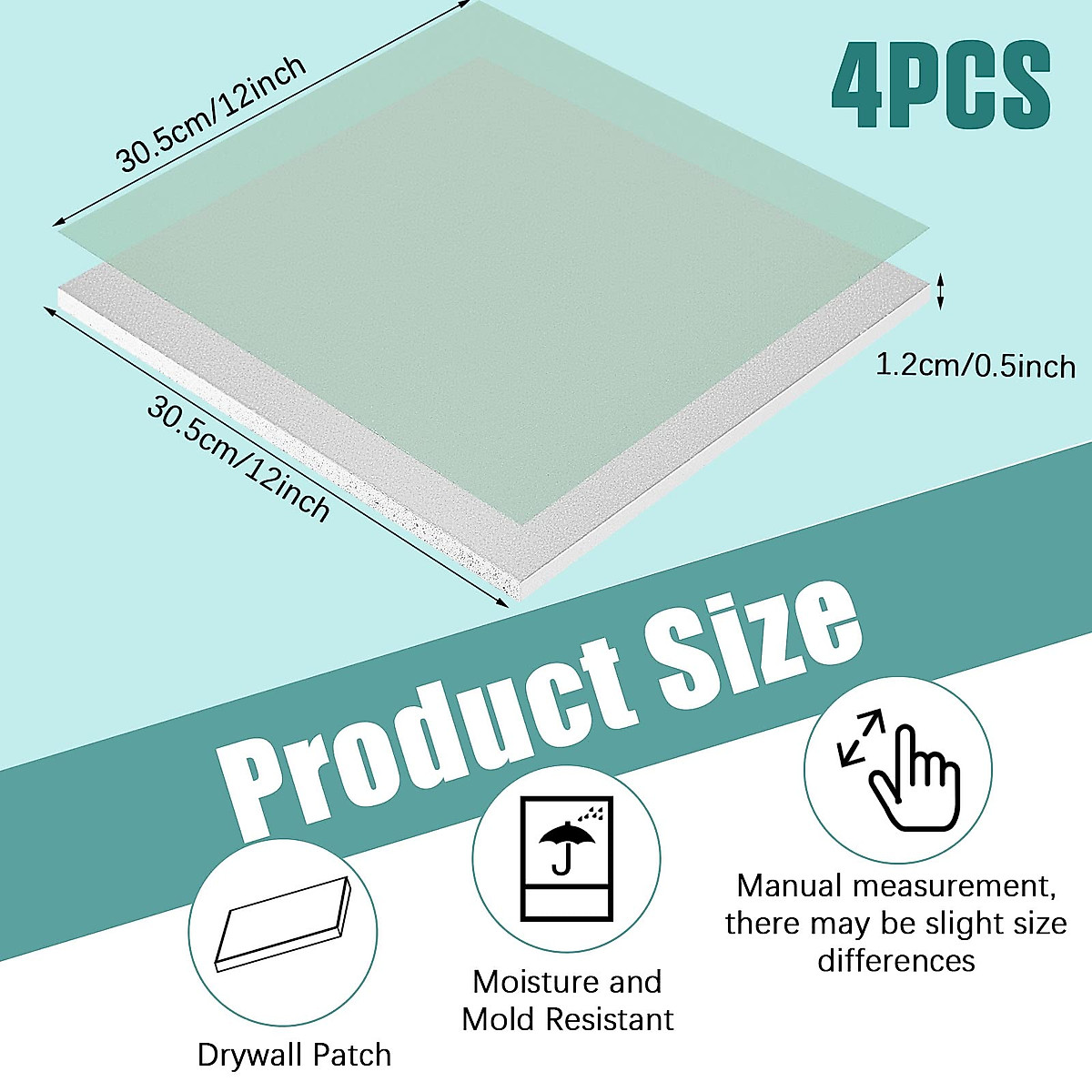 Amylove Drywall Repair Panel Drywall Patch Panel Drywall Repair for Mend Wall Repair (2 Pcs,Green,12 x 12 x 1/2 Inch)