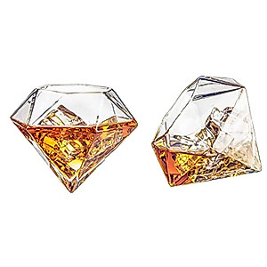 Set of 4 Diamond Whiskey & Wine Glasses 10oz - Wine, Whiskey, Water, Diamond Shaped, Diamonds Collection Sparkle Patented Wine Savant - Stands Alone, Or on Stand