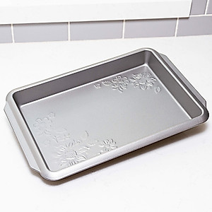 Roasting Pan, Cookie Sheet, Non Stick Bakeware, Silver Finish Baking Tray, 13" x 9" Broil Pan by Imperial Home
