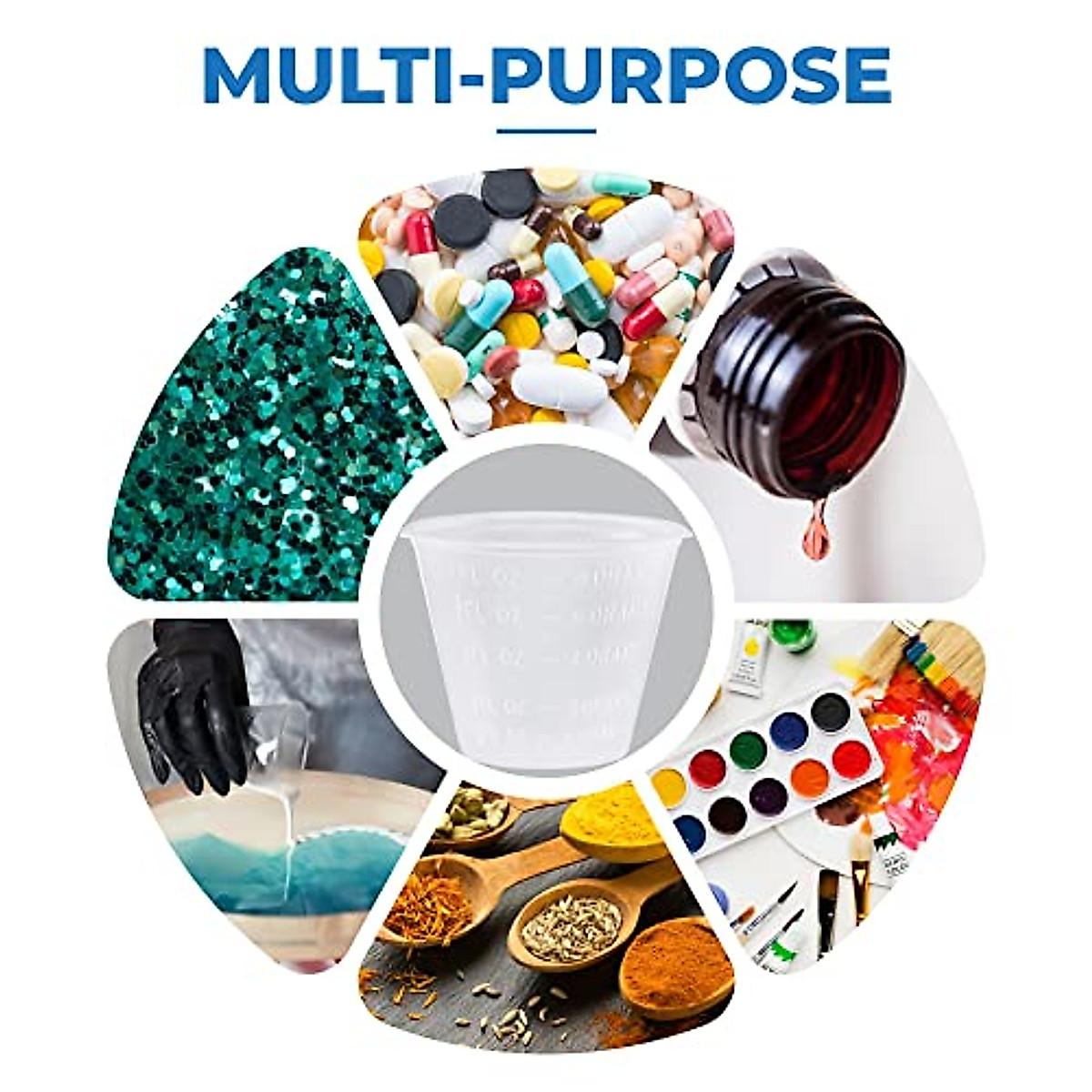 Pruvade 100 Pack 1-oz. Disposable Medicine Cups with Graduated Dosage Lines for Pills or Liquid, 100 Bulk Pack, Single Serve Measuring for Home, Nurse, Hospital, Medical Care |100 Pack