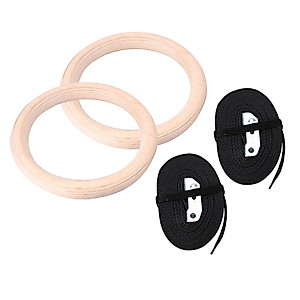 VGEBY Professional Gymnastic Rings Strength Training Birch Wooden Rings with Polyester Straps