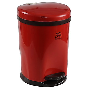 Xowine 2.6 Gallon Round Plastic Garbage Bin with Step Foot Pedal, Small Step-on Trash Can, Red