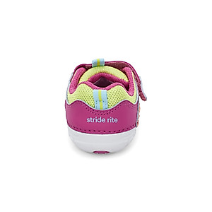 Stride Rite Baby Girls Soft Motion Kylo Athletic Sneaker, Pink/Neon, 3 Infant