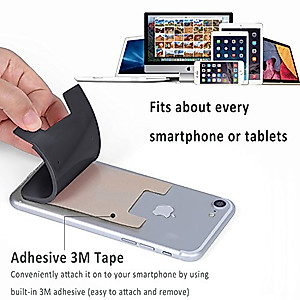 Pofesun Adhesive Phone Wallet, [3 Pack] Ultra Thin Stick-on Silicone Credit Card Holder Sticker Adhesive Cell Phone Wallet Compatible for iPhone, Samsung, Most Android Smart Phones.(Black)