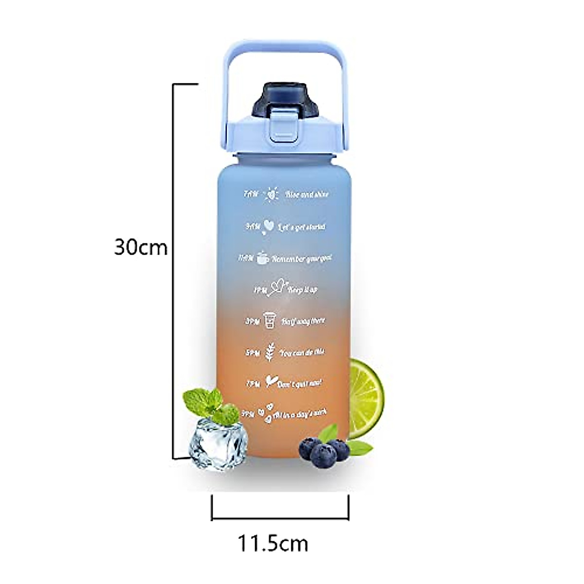 Jinberry Large 2L/64Oz Half Gallon Leakproof Water Bottle with Straw and Time Marker, BPA Free Motivational Sports Water Bottle Jug